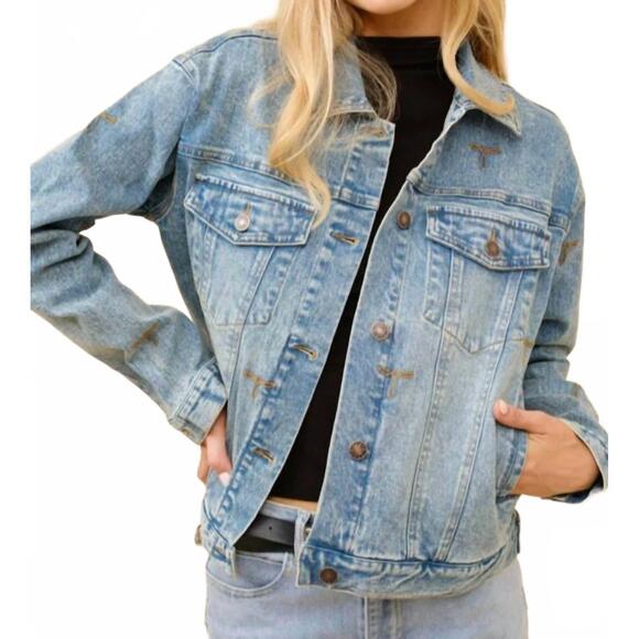 blue b | Jackets & Coats | New Blue B Boots Stitch Trucker Jacket In ...
